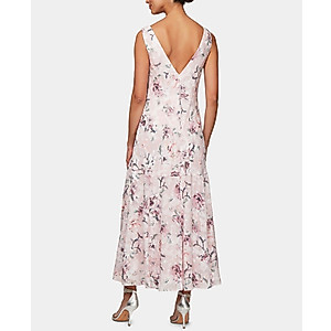 Alex Evenings Women's Sleeveless Printed Chiffon Dress with Shawl, Blush Multi, 10