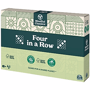 Mindful Classics, Four in a Row Family Board Game with Bamboo and Recycled Plastic Earth Day Eco-Friendly Products, for Adults and Kids Ages 8 and up