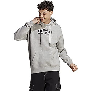 adidas Men's All SZN Fleece Graphic Hoodie, Medium Grey Heather, Large