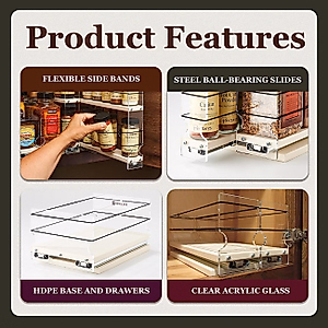 Vertical Spice Combo Spice Rack Drawer - Pull Out Pantry Organizers and Storage - Kitchen Cabinet Organizer - Seasoning Sliding Caddy - Made in USA (5.75" W x 9.25" H x 10.60" D, Partially Assembled)