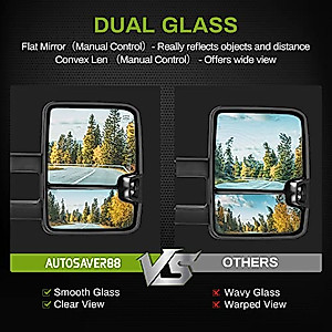 AUTOSAVER88 Towing Mirrors Compatible with 2007-2014 Chevy Silverado Tahoe Suburban, GMC Sierra Yukon, Switchback LED Tube Turn Signal Light Power Heated Telescoping Tow Mirrors Pair Set-Chrome