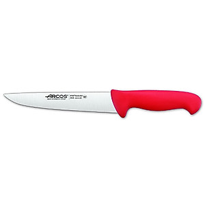 Arcos Butcher Knife 8 Inch Nitrum Stainless Steel and 200 mm blade. Professional Cooking Knife For Cutting Meat, Fish and Vegetables. Ergonomic Polyoxymethylene Handle. Series 2900. Color Red