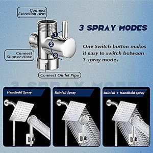 Bathroom Shower Kit, Fixed Shower Head and Handheld Shower, Round Replacement Overhead Rain Shower Head, Handheld Shower with Spray Mode, Universal, Water Saving (6in)