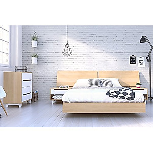 Nordik 1-Drawer Night Stand, White and Natural Maple