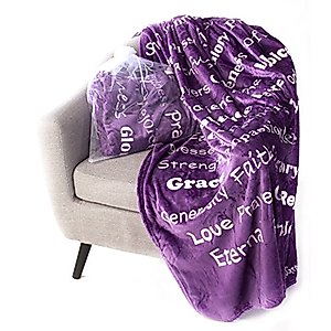 BlankieGram Christian Blanket - “Faith” Plush Throw Blanket - Inspired Gifts Ideas for The Entire Family, Comfort Gifts, Purple