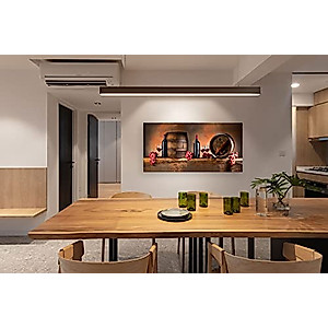 Muolunna BK06250 Wall Art Canvas Print Fruit Grape Red Wine with Bottle Barrel Painting on Canvas Stretched and Framed Ready to Hang for Home Decor Living Room Bedroom Kitchen Office Artwork