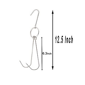 Alele Meat Hooks Butcher Hook 12.5inch Double Hooks Processing Meat Hook Stainless Steel Rotary Device Slaughtering Barbecue