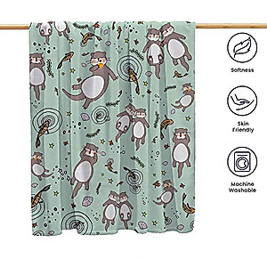 Sea Otters Fleece Blanket Throw Blanket Couch Soft Cozy Lightweight Bed Blanket Home Decor Gift for Christmas Birthday 50"x40"