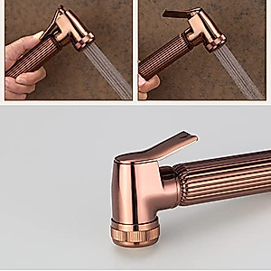 MINJING Bidet Sprayer Kit for Toilet Rose Gold Single Handle Bidet Tap Sprayer Wall Mounted Cold Water Faucet Single Hole Bathroom Bidet Shower