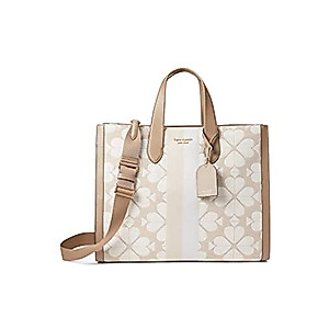 Kate Spade New York Oversized Spade Flower Jacquard Stripe Manhattan Large Tote Natural Multi One Size