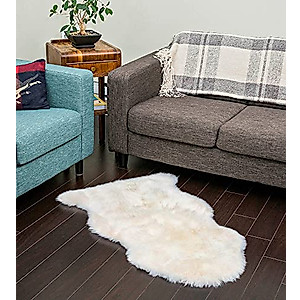 YADI Genuine Sheepskin Rug White Natural Australia Sheepskin Lambskin Fur Area Rug Bedroom Sofa Chair Cover Single Pelt/2'x 3' White/Ivory