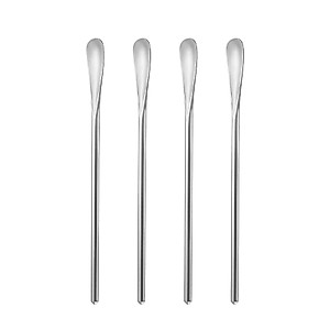 6.2Inch/15.8cm Coffee Stirrers Spoon,Silver Stainless Steel 304# Coffee Stir Sticks,Round Solid Handle Cocktail Beverage Iced Tea Stirring Stick,Drink Mixing Spoon,Set of 4