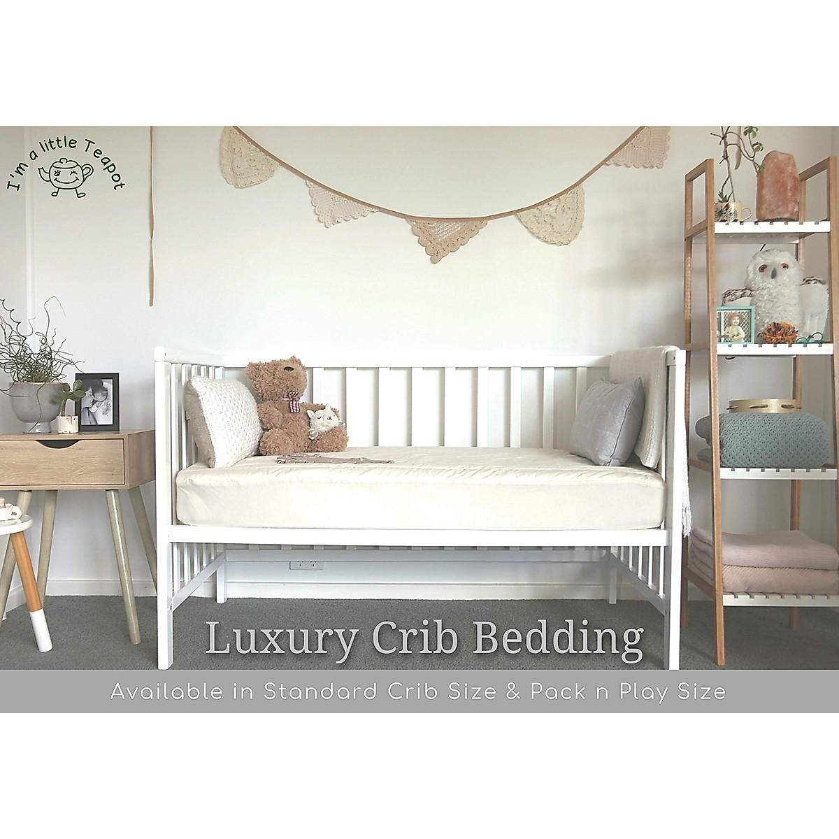 I'm A Little Teapot Organic Cotton Crib Mattress Pad - Standard Size Organic Crib Mattress Protector - Waterproof Baby Crib Mattress Cover - Soft, Durable and Hypoallergenic - Fits 28 x 52 x 9 inches