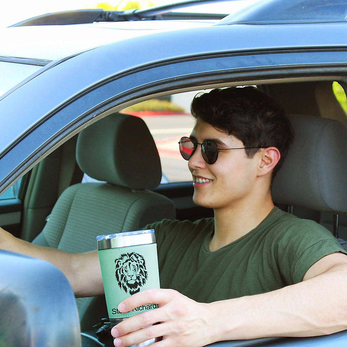 LaserGram 20oz Vacuum Insulated Tumbler Mug, Western Pleasure Horse, Personalized Engraving Included (Faux Leather, Teal)