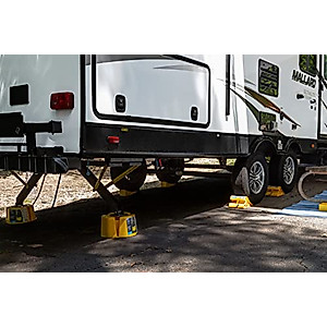 Camco Super Wheel Chock with Rope - Helps Keep Your Trailer in Place So You Can Re-Hitch - (44475) , Yellow