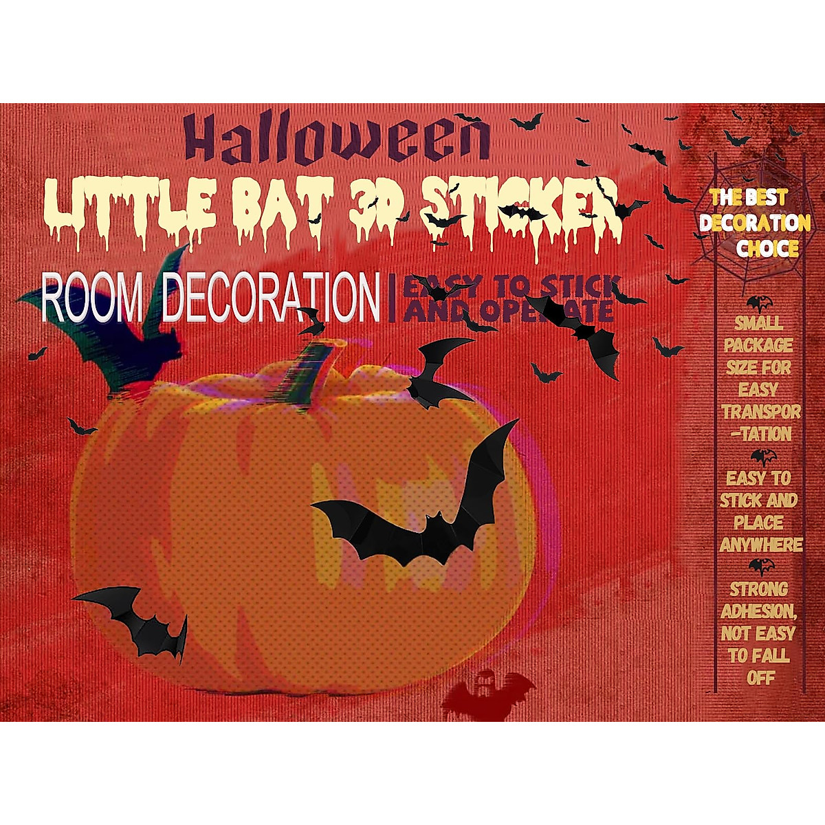 111 PCS Halloween Bats Decorations Indoor Outdoor Wall Stickers | 8 Different Sizes 3D Wall Decals Halloween Spooky Home Goth Emo Room Party Decor