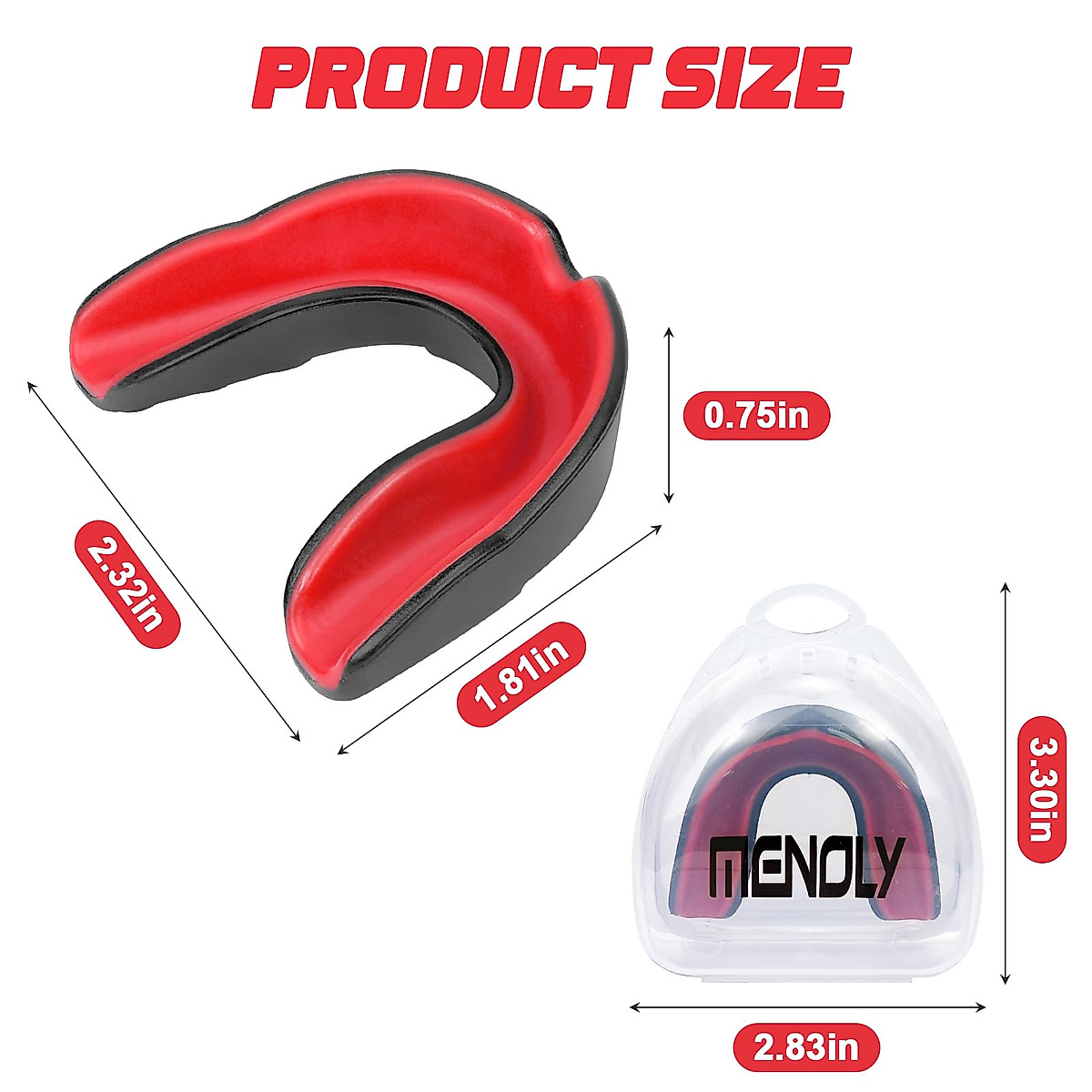 MENOLY Youth Mouth Guard - 5 Packs Football Mouth Guard, BPA Free Mouth Guard with Portable Case, Mouth Guard Sports for Boxing, Basketball, Lacrosse, MMA, Hockey, Wrestling, Soccer