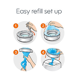 Diaper Genie Essentials Round Refill Pack of 4 | Holds Up to 1280 Newborn Diapers | Features Unscented Continuous Film | Compatible with Diaper Genie Complete and Expressions Pails