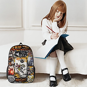 KXZOYLM Motorcycle Backpacks - Dirt Bike Backpack Bundle 3 Pieces for Teens,Boys and Girls Motocross For Kids Includes Bookbags Insulated Lunch Bag and Pencil Case Perfect for School and Everyday Use