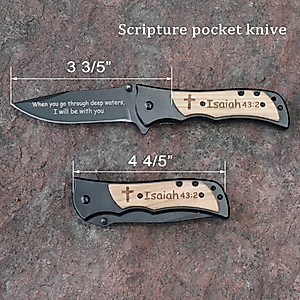 MRSLYFQH Christian Scripture Gifts Utility Tool,Engraved Bible Verse Catholic Confirmation Baptism Gifts,Pastor Gifts (Isaiah 43:2)