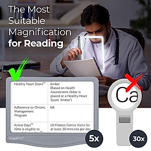 MAGNIPROS 5X Large LED Full Page Magnifying Glass with Detachable Hands-Free Stand & 3 Color Lighting Modes to Reduce Eye Strain, Ideal for Reading Small Print, Crafting, Low Vision & Seniors