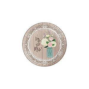 Creative Converting 8-Count Sturdy Style 10-Inch Banquet Plate, Rustic Wedding, Multicolor