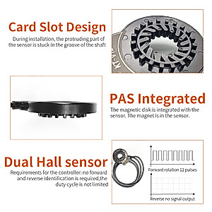 KT-V12L/R Electric Bike Magnets Pedal Assist Sensor Ebike Kit Easy Crank Installation PAS Sensor (V12L Waterproof Plug)
