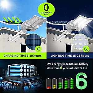 HWHDJ 5000W Solar Street Light,IP67 Solar Street Lights Outdoor, 200000LM 6500K High Powered Commercial Parking Lot Lights Dusk to Dawn, with Remote for Yard, Parking Lot, Driveway