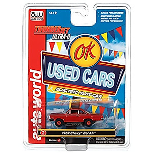Auto World Thunderjet OK Used Cars 1962 Chevrolet Bel Air Coupe (Red) HO Scale Slot Car