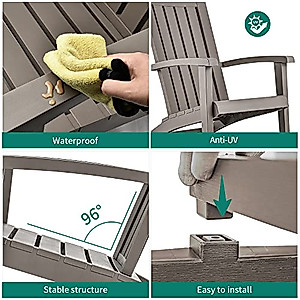 YITAHOME Adirondack Chairs for Outdoor Patio, Weatherproof Maintenance-Free Patio Chair, Easy Assembly, Screw Hidden Outdoor Chairs for Fire Pit, Deck, Garden, Yard, Campfire, 2 Pack, Taupe