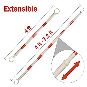 6 Pack Retractable Traffic Cone Bar from 4ft to 7.2ft, Expandable Safety Cone Bars for Parking Lots，Barricade for Road Construction