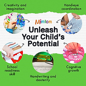 Mimtom Drawing Stencil Kit for Kids, 60 PC Art Set with 370+ Shapes, Sketch Pad, and Colored Pencils for DIY Arts and Crafts for Boys and Girls, Draw with Letter, Animal and Car Stencils, Pink