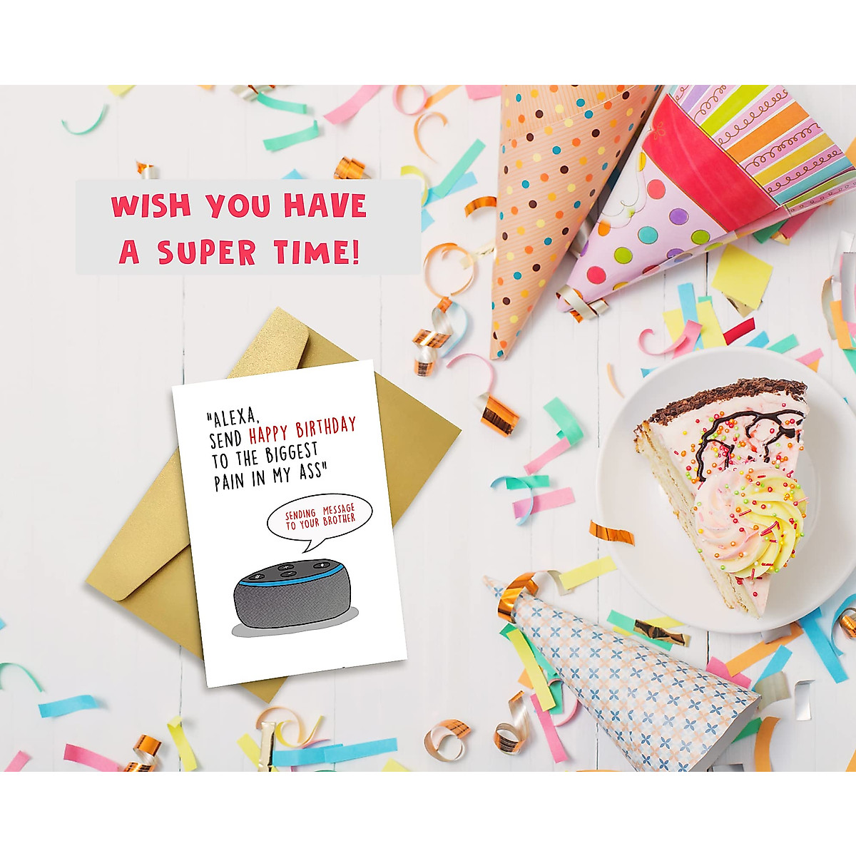 DASLET Funny Birthday Card for Brother, Joke Happy Birthday Greetings Cards for Brother, You Are The Best Brother (Alexa)