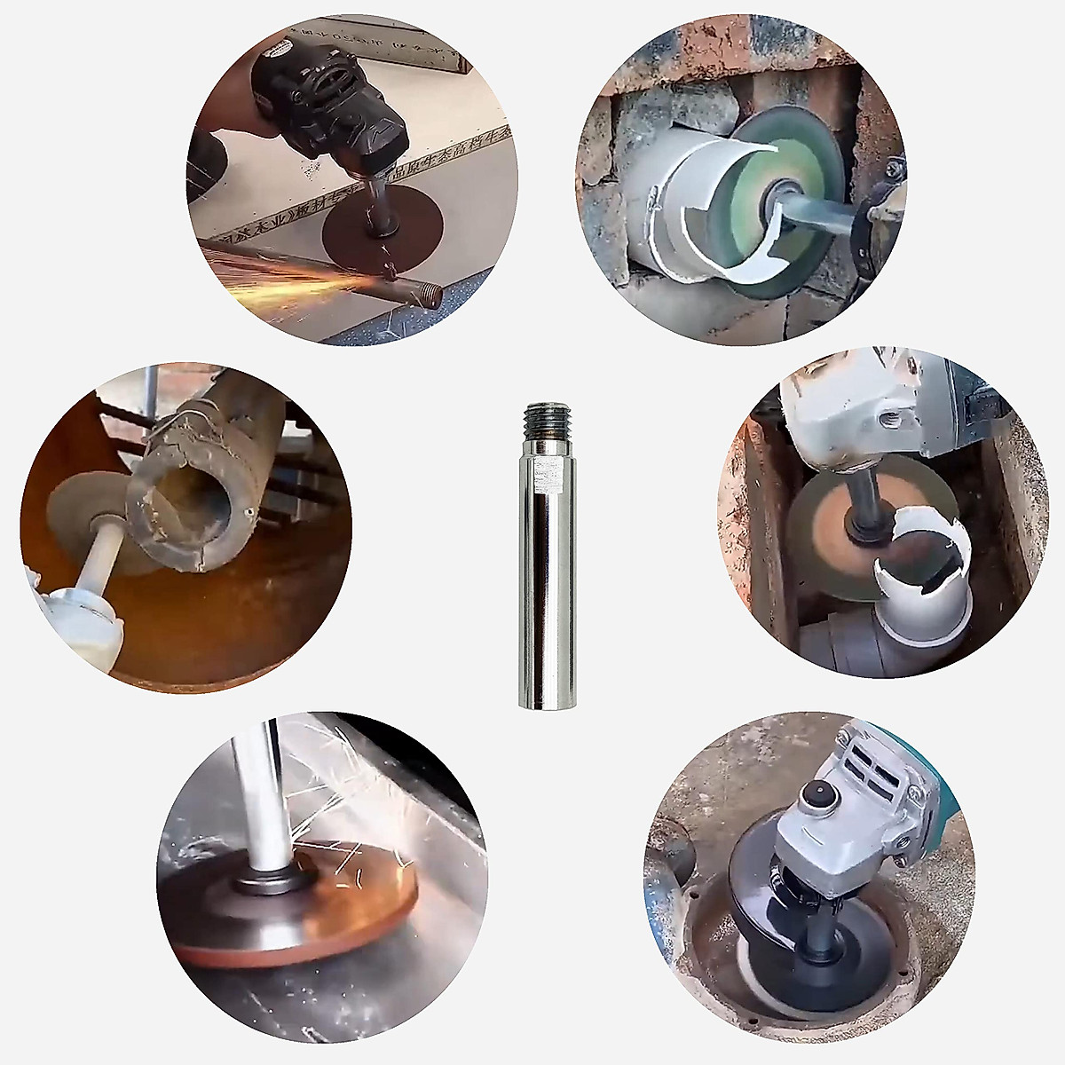 Gaquolam 5/8"-11 Thread Angle Grinder Extension Shaft Set Connecting Rotary Rod Car Polishing Adapter of 3pcs, 3 inch, 3.9inch, 5.5inch