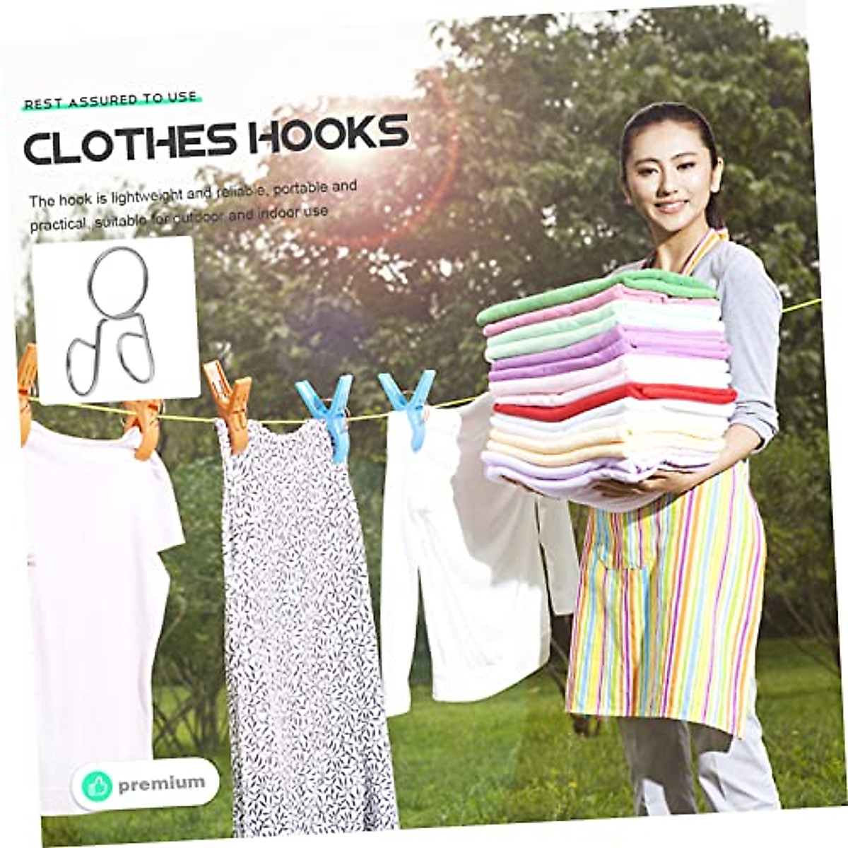 Cabilock 60 pcs Clothes Rail Windproof Clip Clothesline Pole Windproof Hooks Clothes Drying Fixed Hooks Pants Hanger Hooks Metal Clothes Hanger Metal Buttons Hangers for Pants Hanger Parts