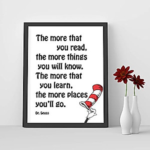Dr. Seuss Quotes- Read and Know- Inspirational Wall Art, Motivational Wall Art Print Makes Ideal Wall Decor For Living Room Decor, Office Decor, Classroom and Kids Wall Decor, Unframed- 8x10”