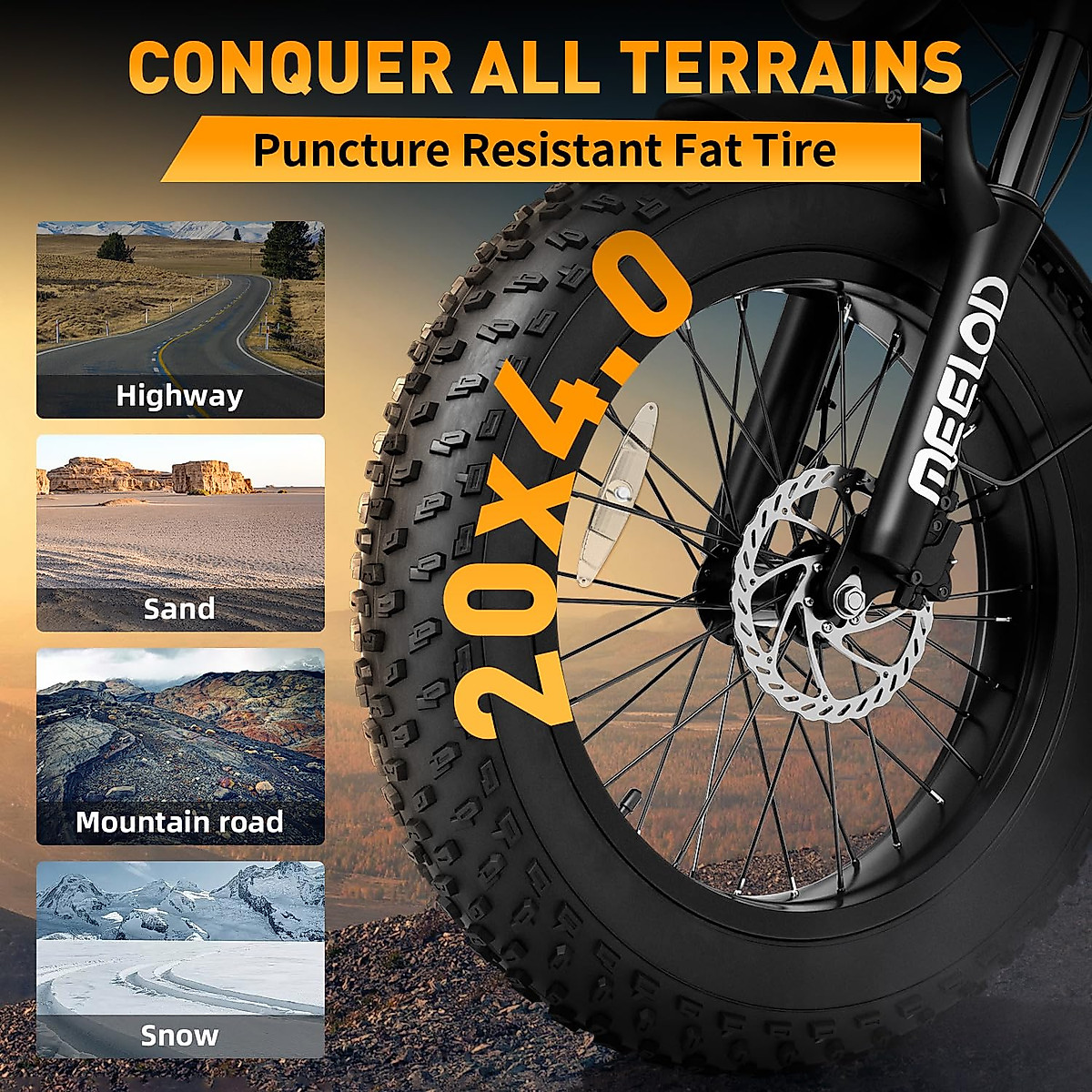 MEELOD DK200 Electric Bike for Adults with1500W Motor 28MPH& 30-45 Miles Commuting Electric Bike 48V 13Ah E-Bike 20" 4.0 Fat Tire Electric Bicycle for Beach,Snow, Mountains, Road