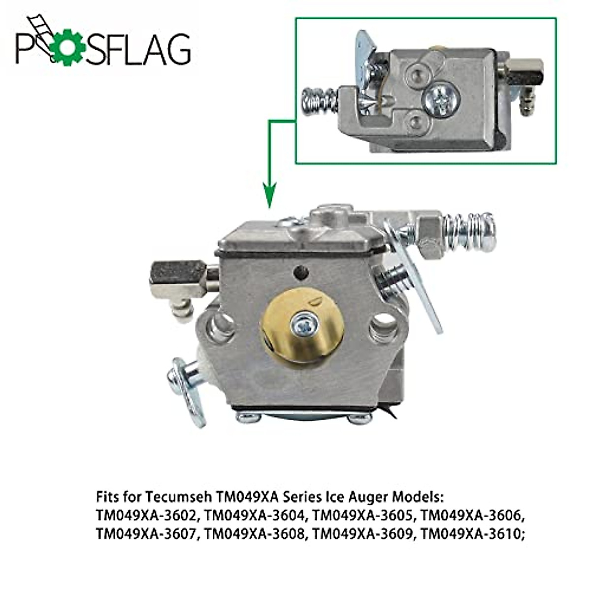 POSFLAG Carburetor Kit Replaces Tecumseh 640347 640347A for Tecumseh TC200 TC300 TM049XA 2 Cycle Vertical Engine