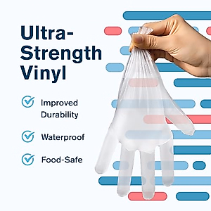 Ridex Disposable Gloves Latex-Free Clear Vinyl Gloves [100-Count] Powder-Free All-Purpose Gloves, Dispenser Box Gloves 100 Pieces - Size Medium Glove Medical