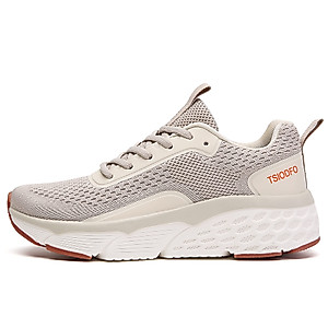TSIODFO Walking Sneakers for Women's Tennis Shoes Beige Size 7 Comfort Memfory Foam Fashion Running Shoe Ladies Runner Gym Workout Jogging Sneaker