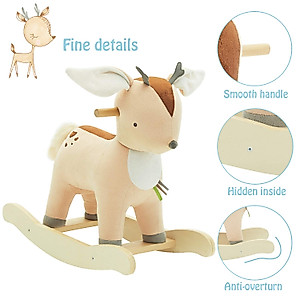 labebe 【New】 Baby Rocking Horse Plush, Male Fawn Rocker Toy for Child 1-3 Years, Rocking Horse/Fawn Rocking Horse/Deer Rocker/Reindeer Rocking Horse/Riding Horse/Stuffed Animal Rocker (NO Music)