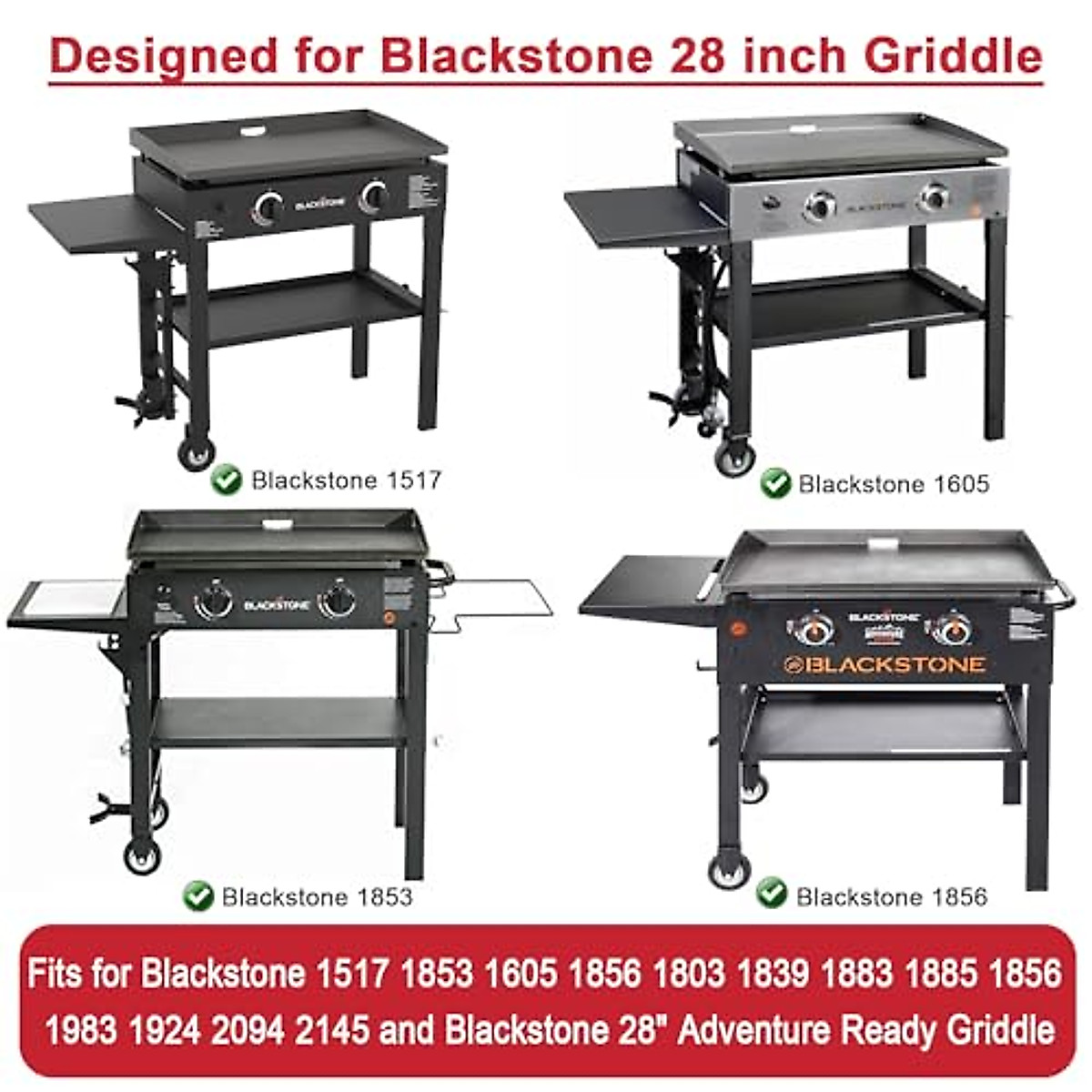 Hinged Lid for Blackstone Griddle 28 Inch, Griddle Hard Cover with Thermometer for Blackstone Griddle Grill 1517 1853 1605 1856 & 28 Inch Black Griddle Hood