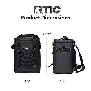 RTIC Backpack Cooler 36 Can, Insulated Portable Soft Cooler Bag Waterproof for Ice, Lunch, Beach, Drink, Beverage, Travel, Camping, Picnic, Car, Hiking, Black