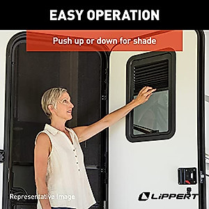 Lippert Components 806621 Thin Shade Complete Window Kit for RV Entry Doors, Black