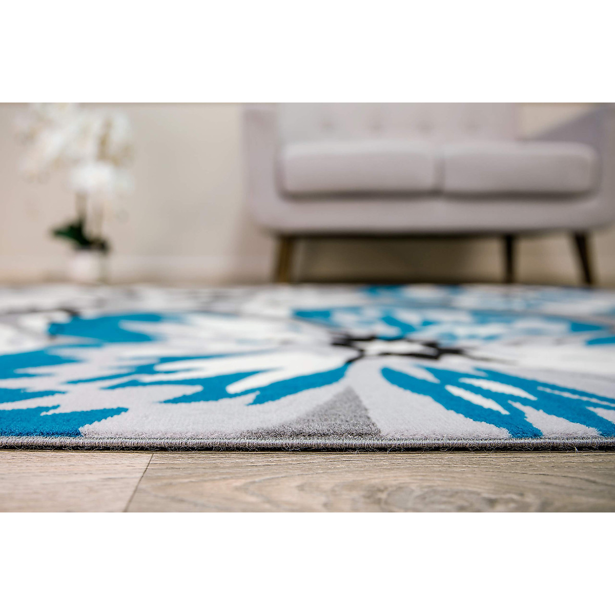 Rugshop Modern Floral Design Area Rug for Living Room,Bedroom,Home Office,Kitchen Non Shedding Area Rug 7'6" X 9' 5" Blue