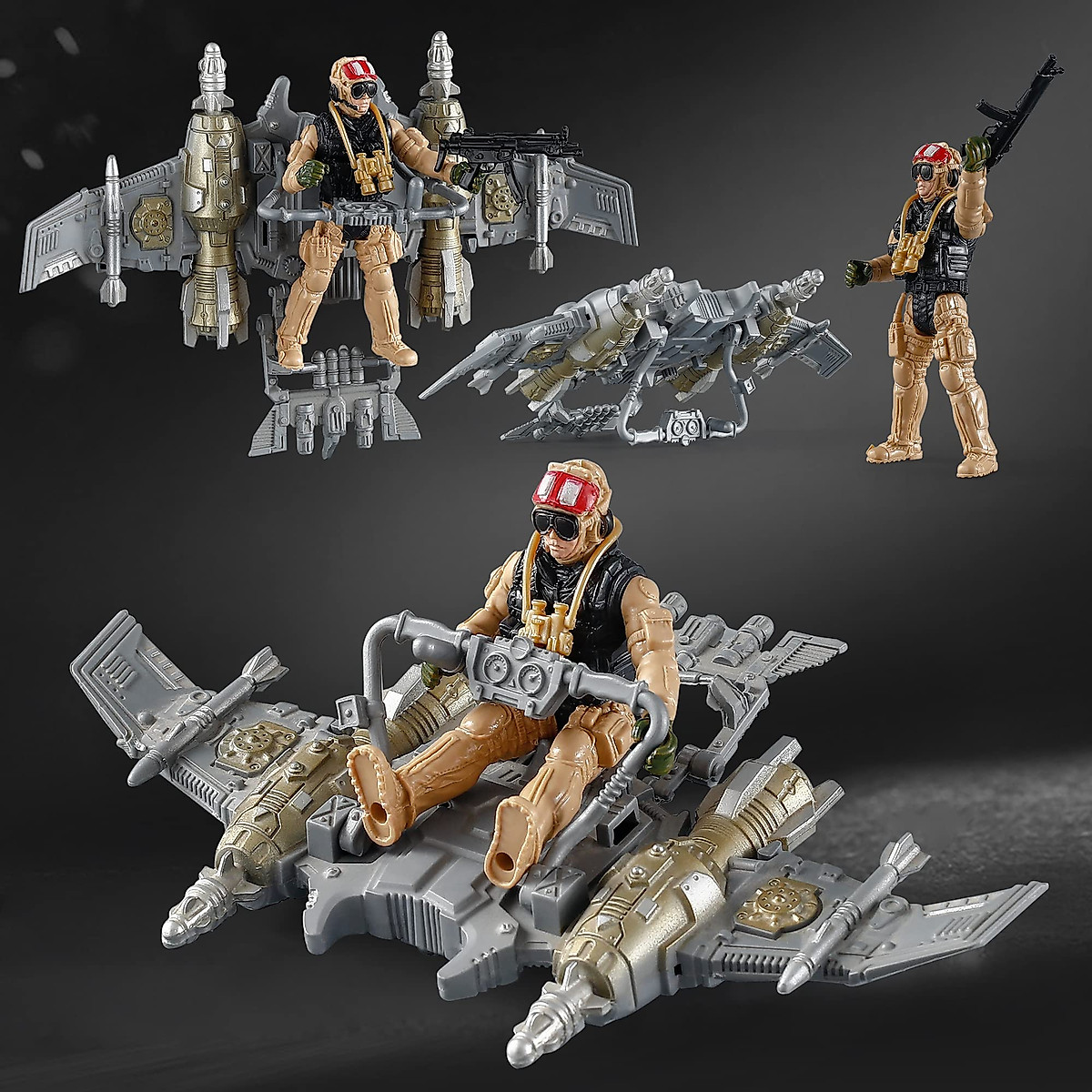 US Army Men Action Figures Play Set,Toy Soldiers with Military Weapons Accessories for Kids Boys