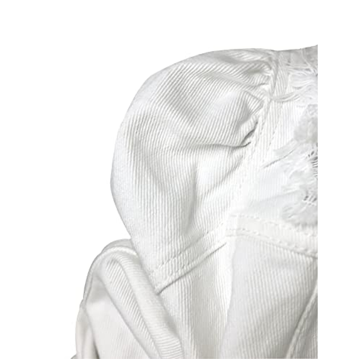 AMEBELLE Jean Jacket for Women Long Puff Sleeve Distressed Crop Denim Jackets Top(0002-White-L)