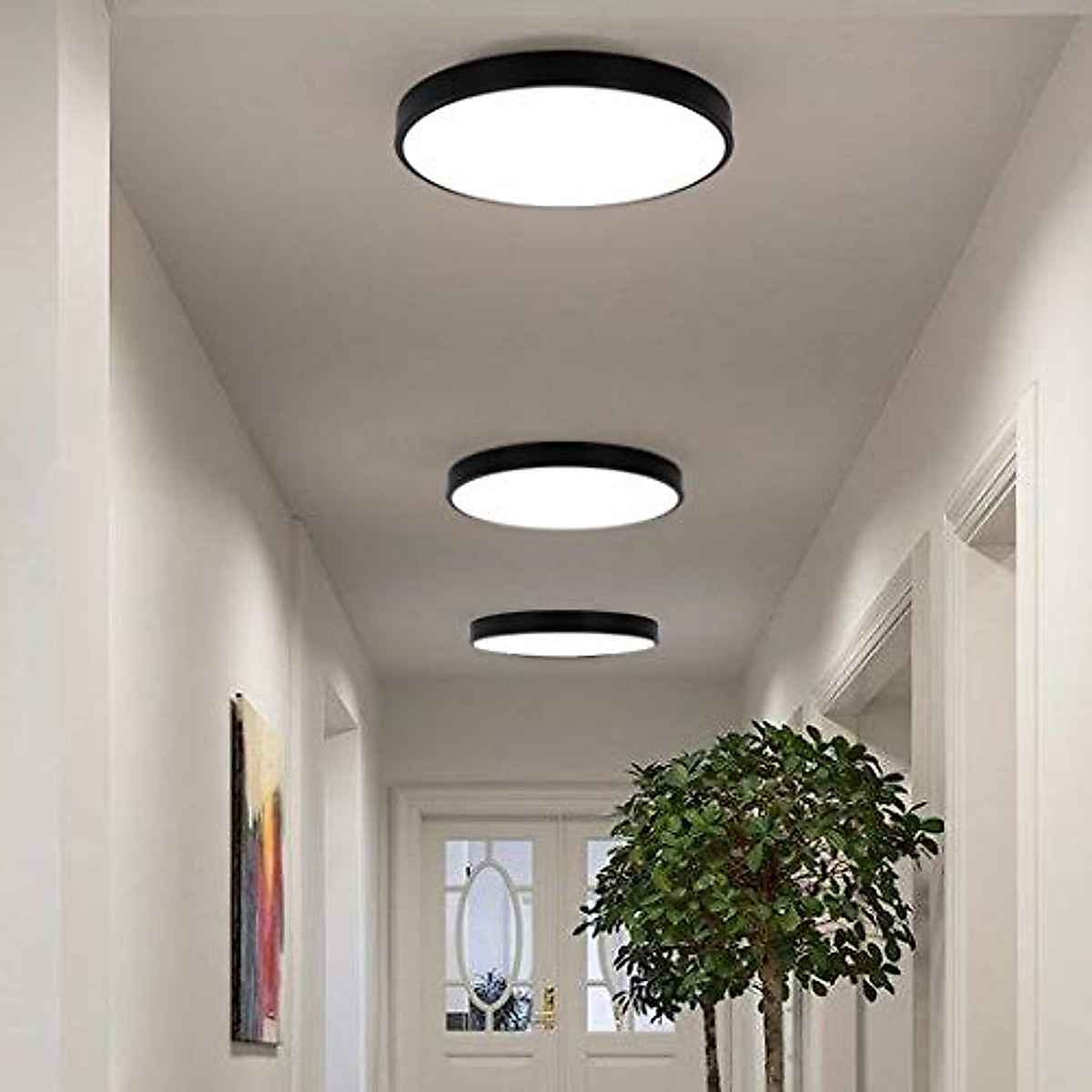 SOTTAE 2 Pack 9 Inch Modern Black Flush Mount LED Ceiling Light,Metal 3000K-5000K 20W Thin Round Ceiling Lamp,Surface Low Profile Ceiling Light for Bedroom Living Room Bathroom Entryway Kitchen