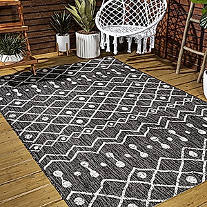 JONATHAN Y SMB131E-3 Nokat Tribal Bohemian Indoor Outdoor Area-Rug Bohemian Rustic Easy-Cleaning Bedroom Kitchen Backyard Patio Non Shedding, 3 X 5, Black/Ivory