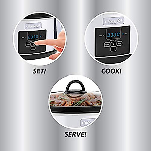 Crockpot 7 Quart Slow Cooker with Programmable Controls and Digital Timer, Polished Platinum